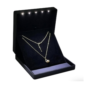 Elegant Blue or Black Luxury Necklace LED Light Box for Holder, Storage ...