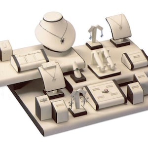 Elegant and Smooth Leatherette Jewelry Display Set Case Handmade ...