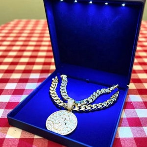 Elegant Blue or Black Luxury Necklace LED Light Box for Holder, Storage ...