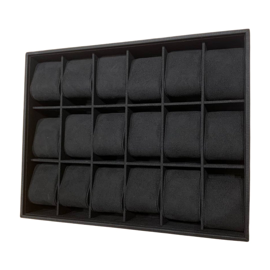 Elegant Deep Black Stackable Watch Tray | 18 Slot Watch Tray | 3 by 6 ...