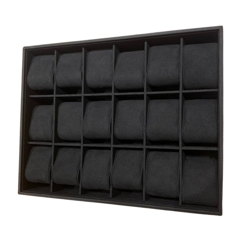 Elegant Deep Black Stackable Watch Tray | 18 Slot Watch Tray | 3 by 6 ...