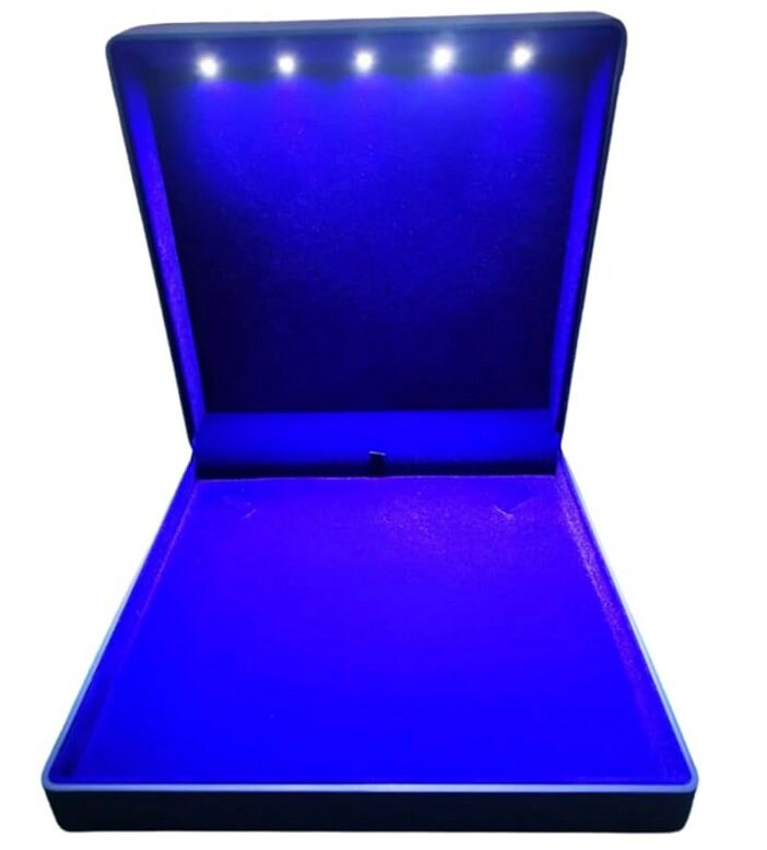 Elegant Blue or Black Luxury Necklace LED Light Box for Holder, Storage ...
