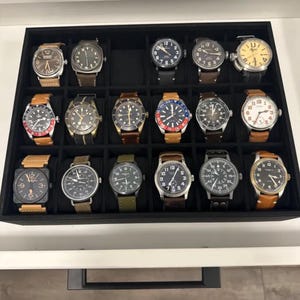 Elegant Deep Black Stackable Watch Tray | 18 Slot Watch Tray | 3 by 6 ...