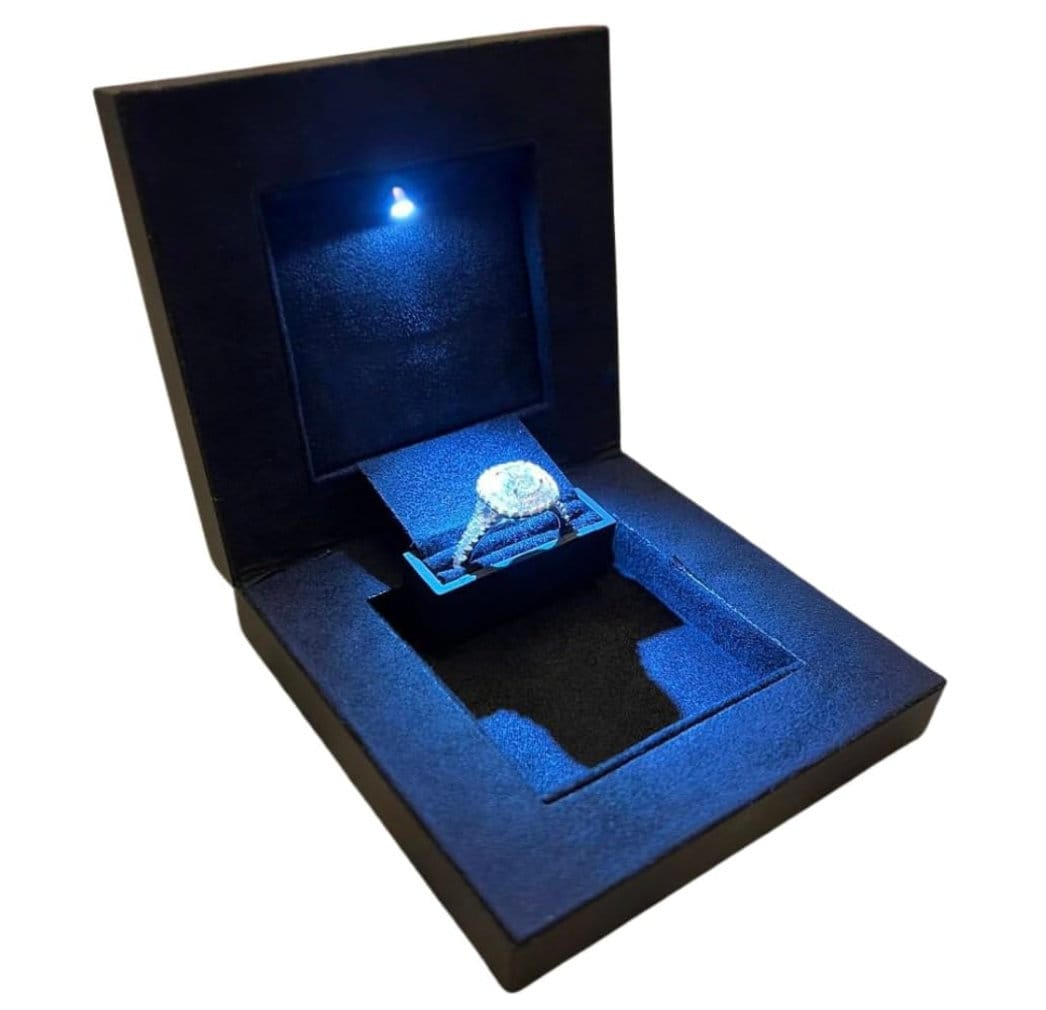 Ultra Slim Elegant Hidden Proposal Engagement Ring Box With Bright LED ...