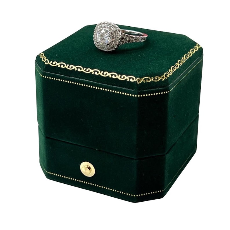Green Vintage Design Jewelry Ring Box Luxury Wedding Ring Box Proposal ...
