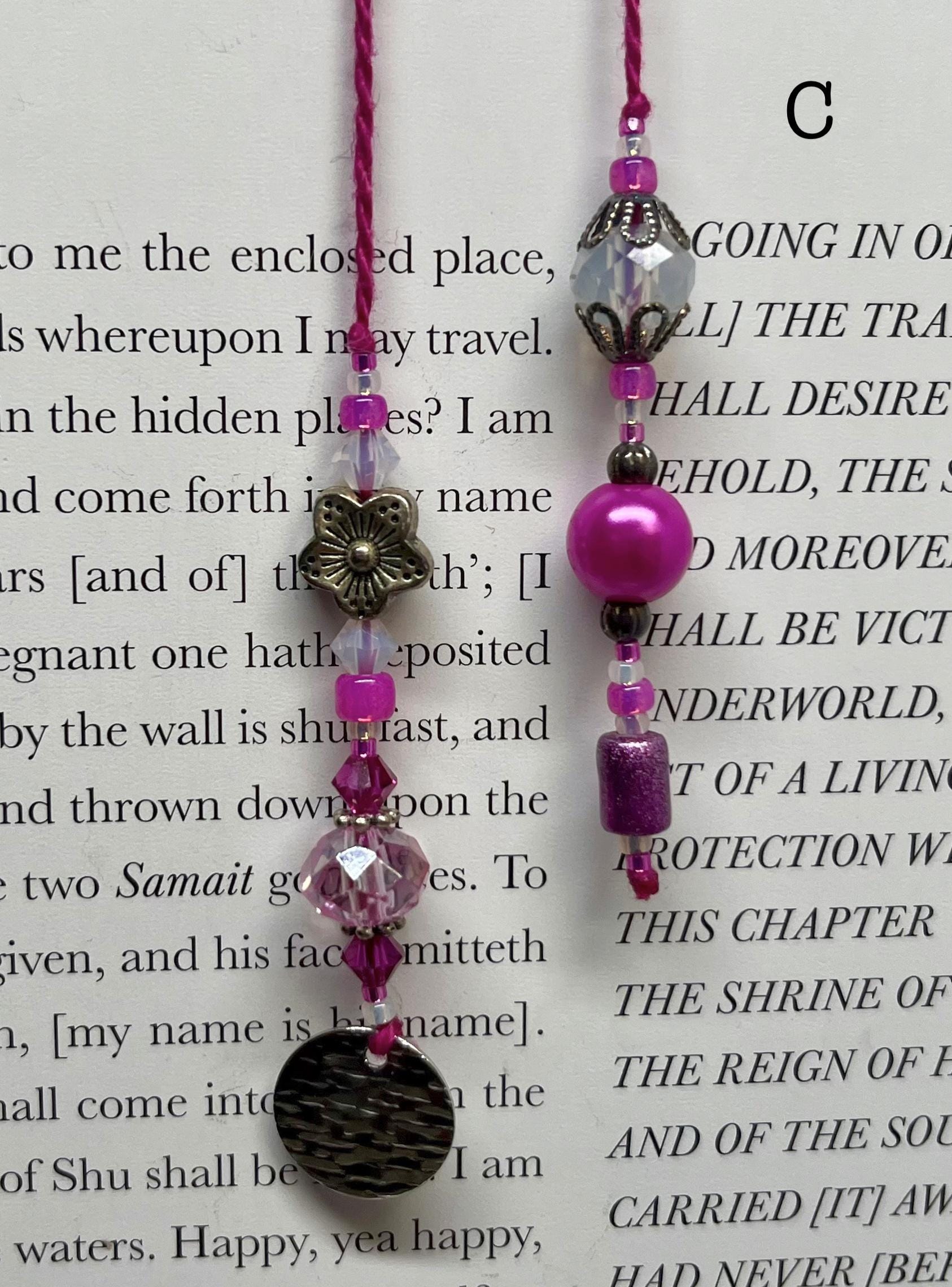 Beaded Hot Pink Bookmark - Etsy
