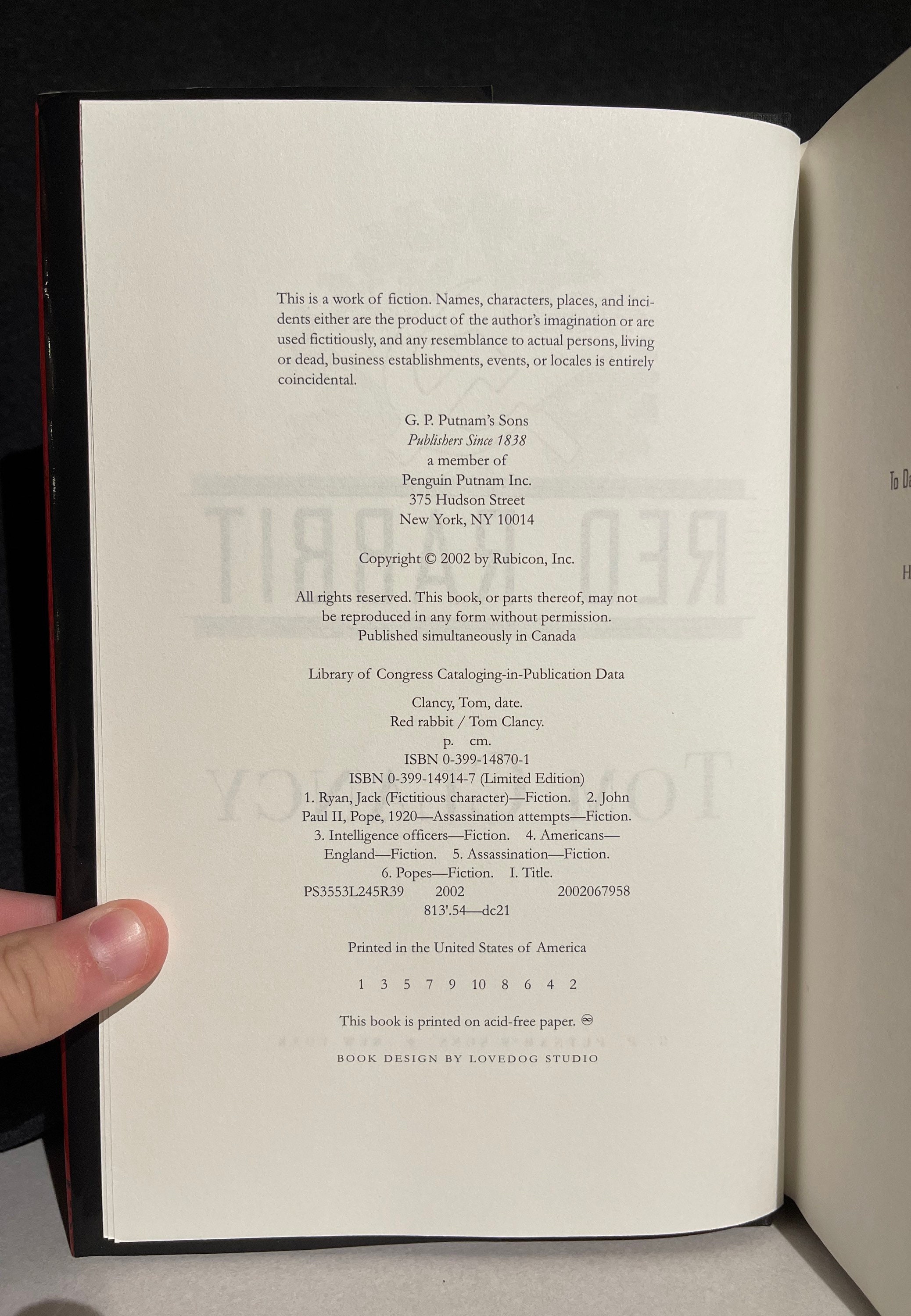 Red Rabbit by Tom Clancy. First Edition First Printing. - Etsy