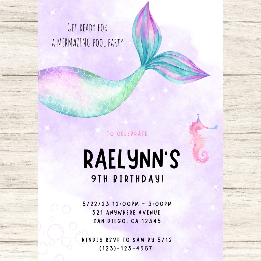 Mermazing Birthday Party Invitation - Etsy