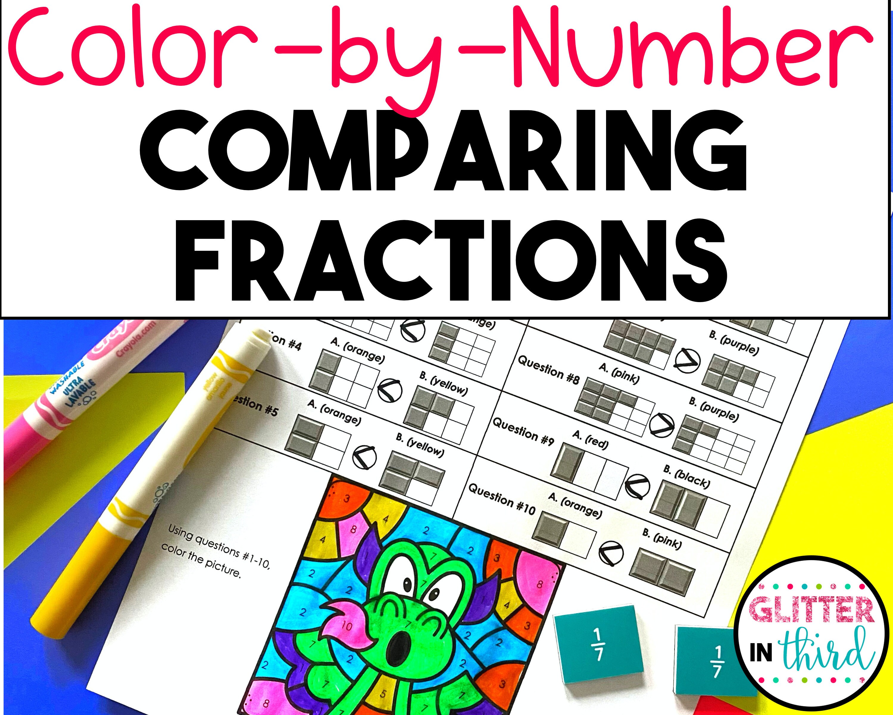 Comparing Fractions Worksheets Color by Number Homeschool Activities - Etsy