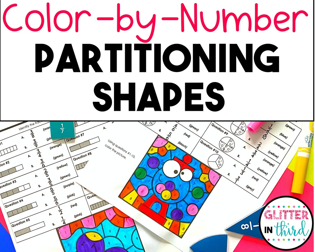Partitioning Shapes Into Equal Parts Worksheets Color by Number ...
