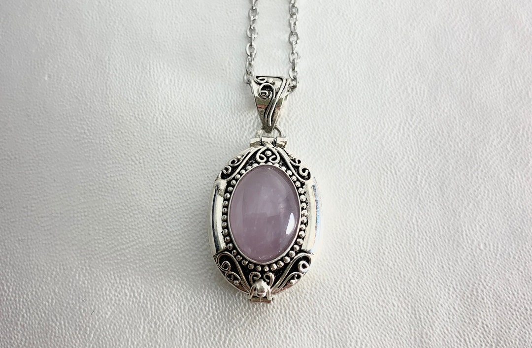 STERLING SILVER Vintage Style Box Locket With Lavender Amethyst ...