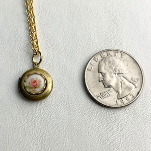 SMALL Antique Brass LOCKET With Vintage Glass Limoge - Etsy