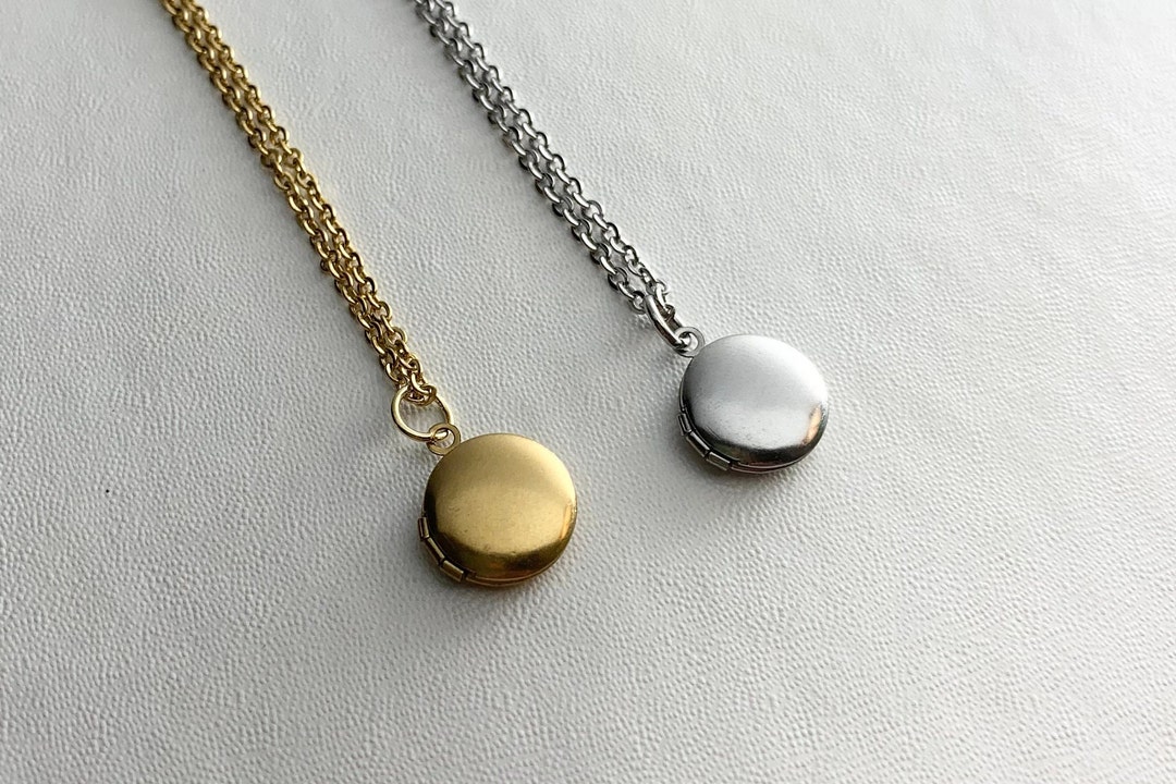 SMALL ROUND LOCKET With Satin Finish on 16-inch Necklace. Perfect for ...