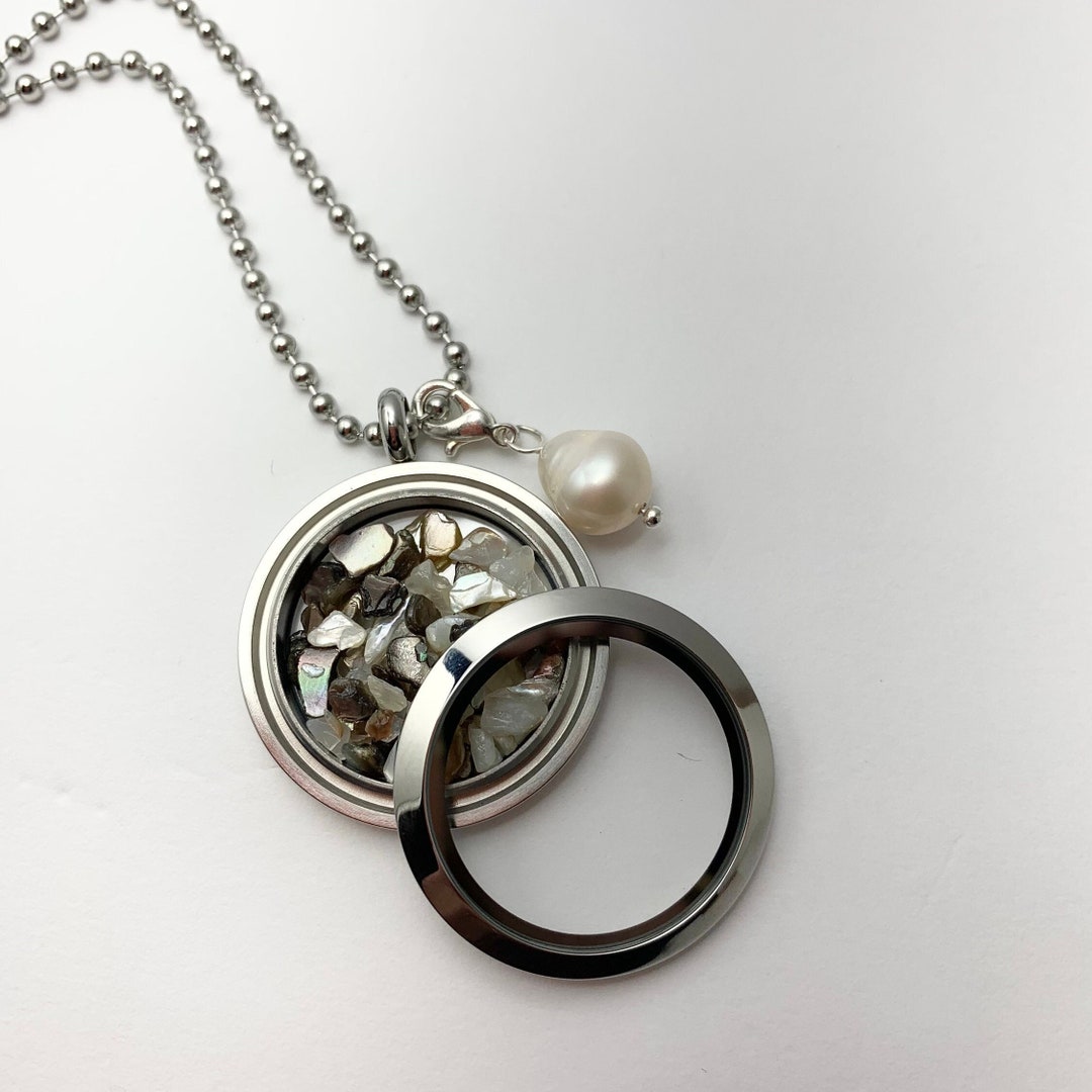 FLOATING LOCKET Necklace Stainless Steel and Glass With - Etsy