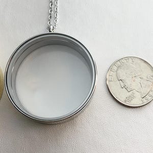 XL COIN Style DEEP Stainless Steel Glass Keepsake Locket on 22" Chain ...