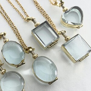 MINI Antique Style Brass and Glass PHOTO Locket on 18
