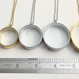 XL COIN Style DEEP Stainless Steel Glass Keepsake Locket on 22" Chain ...