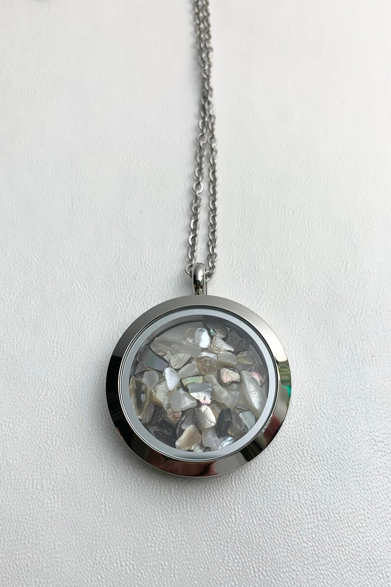 FLOATING LOCKET Necklace Stainless Steel and Glass With - Etsy