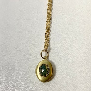 SMALL Antique Brass LOCKET With Moss Agate Cabochon in a Lace Edged ...