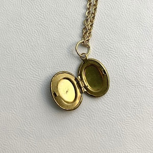SMALL Antique Brass LOCKET With Vintage Oval Guilloche Enamel Cabochon ...