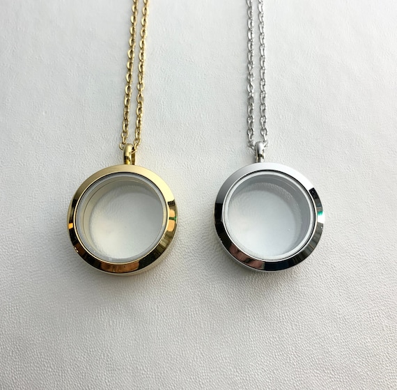 NEW High Quality Stainless Steel DEEP FLOATING Locket on 24 Chain. Choose Gold or Silver. for Your Memories hair gems shells baby Teeth Etsy