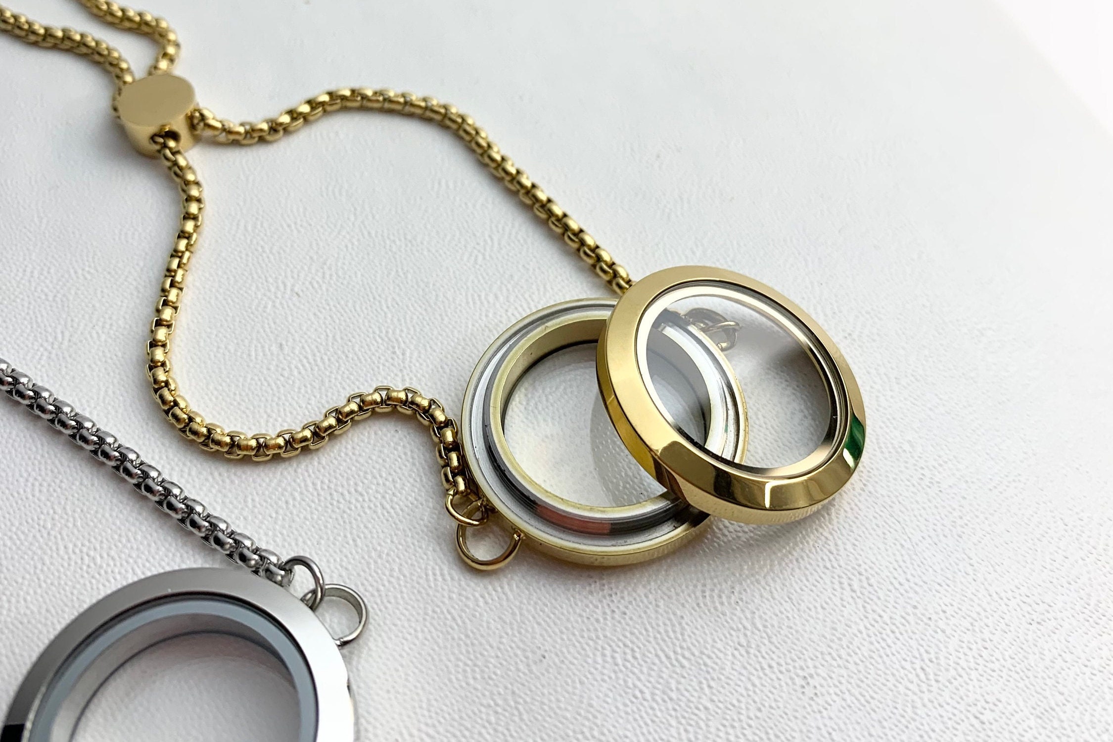 FLOATING LOCKET BRACELET Stainless Steel and Glass. for - Etsy