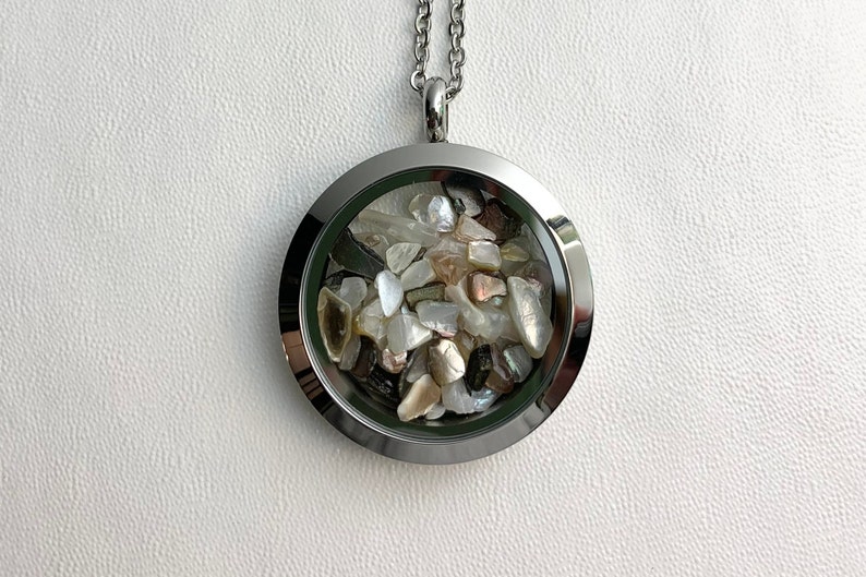 FLOATING LOCKET Necklace Stainless Steel and Glass With - Etsy