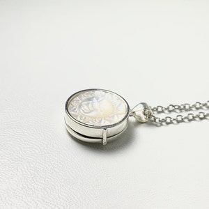 Sterling Silver Locket With Carved Sun Face Mother of Pearl Cabochon on ...