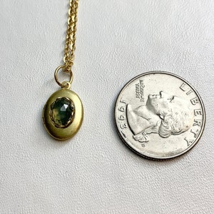SMALL Antique Brass LOCKET With Moss Agate Cabochon in a Lace Edged ...