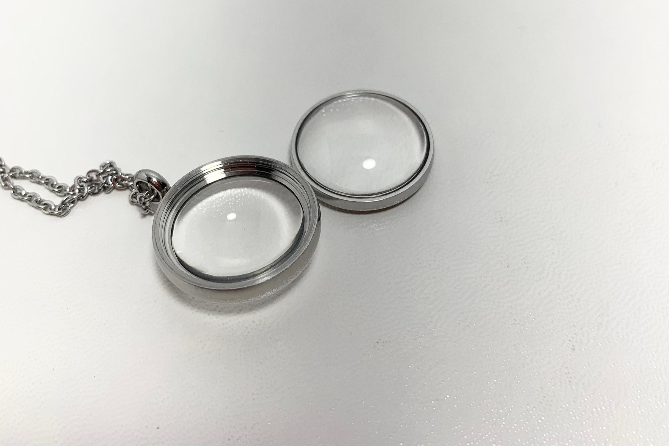 Photo or Memento LOCKET With ROUNDED Glass and Stainless Steel - Etsy