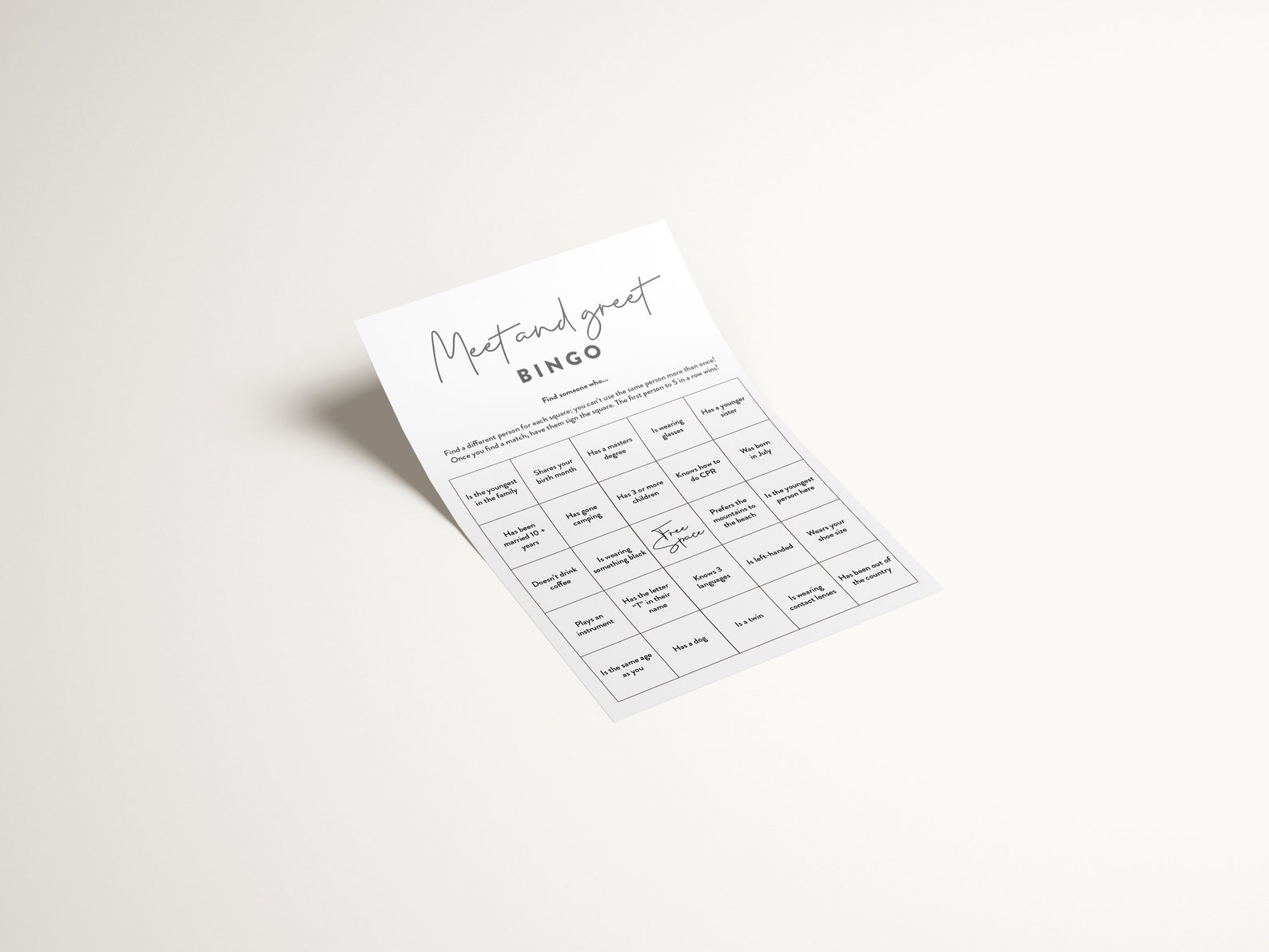 Meet and Greet Bingo - Party Icebreaker Game | Digital Download - Etsy