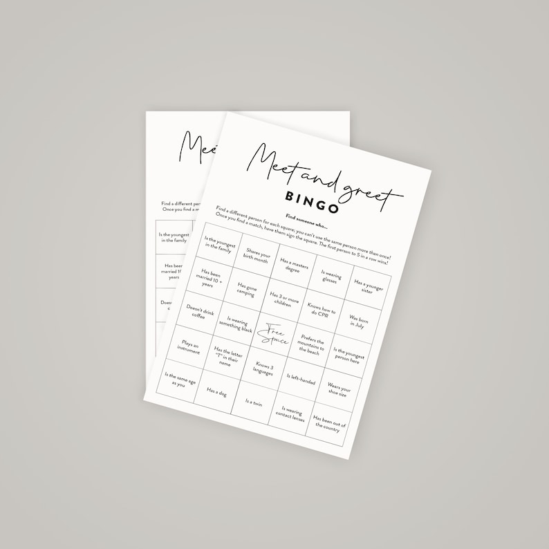 Meet and Greet Bingo - Party Icebreaker Game | Digital Download - Etsy