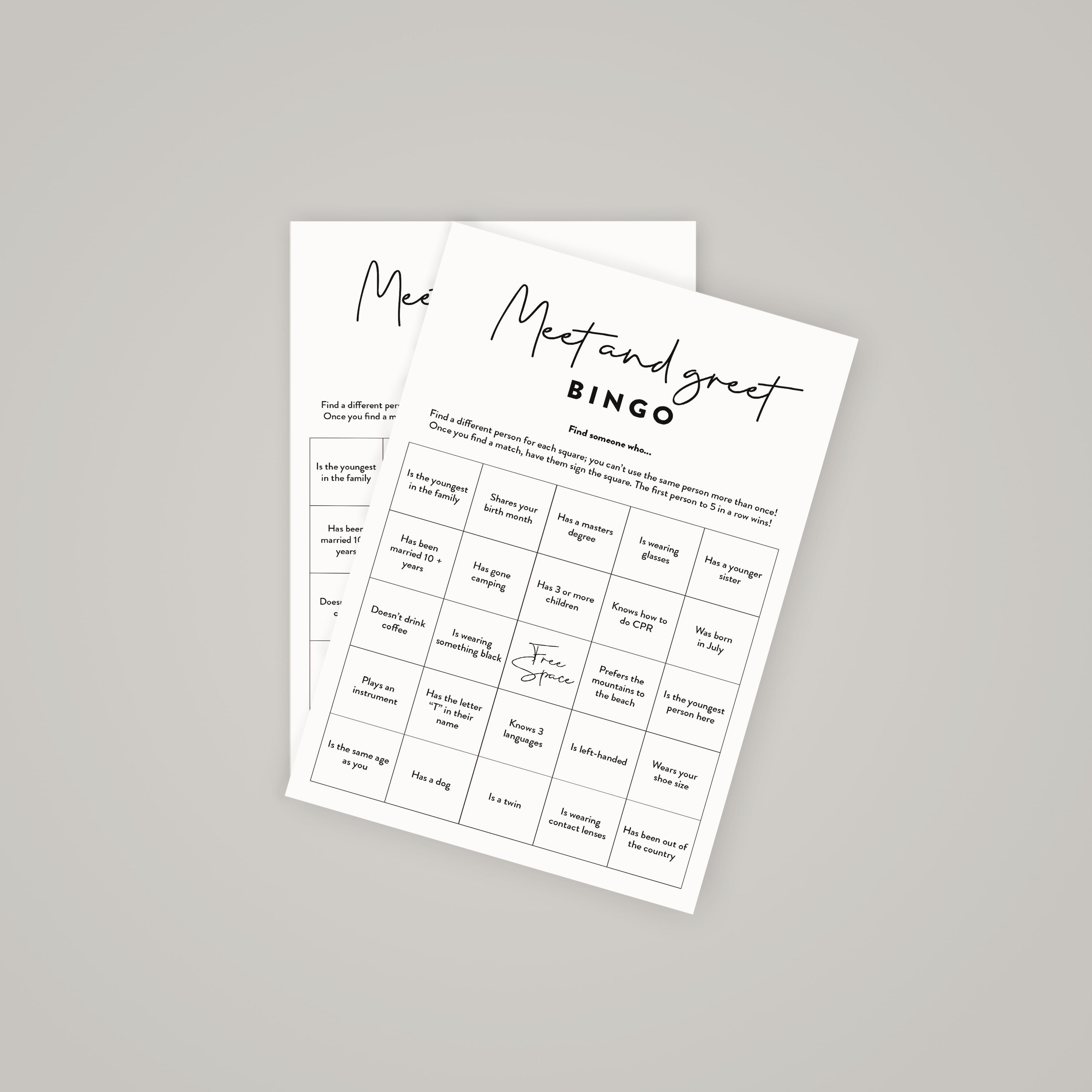 Meet and Greet Bingo - Party Icebreaker Game | Digital Download - Etsy