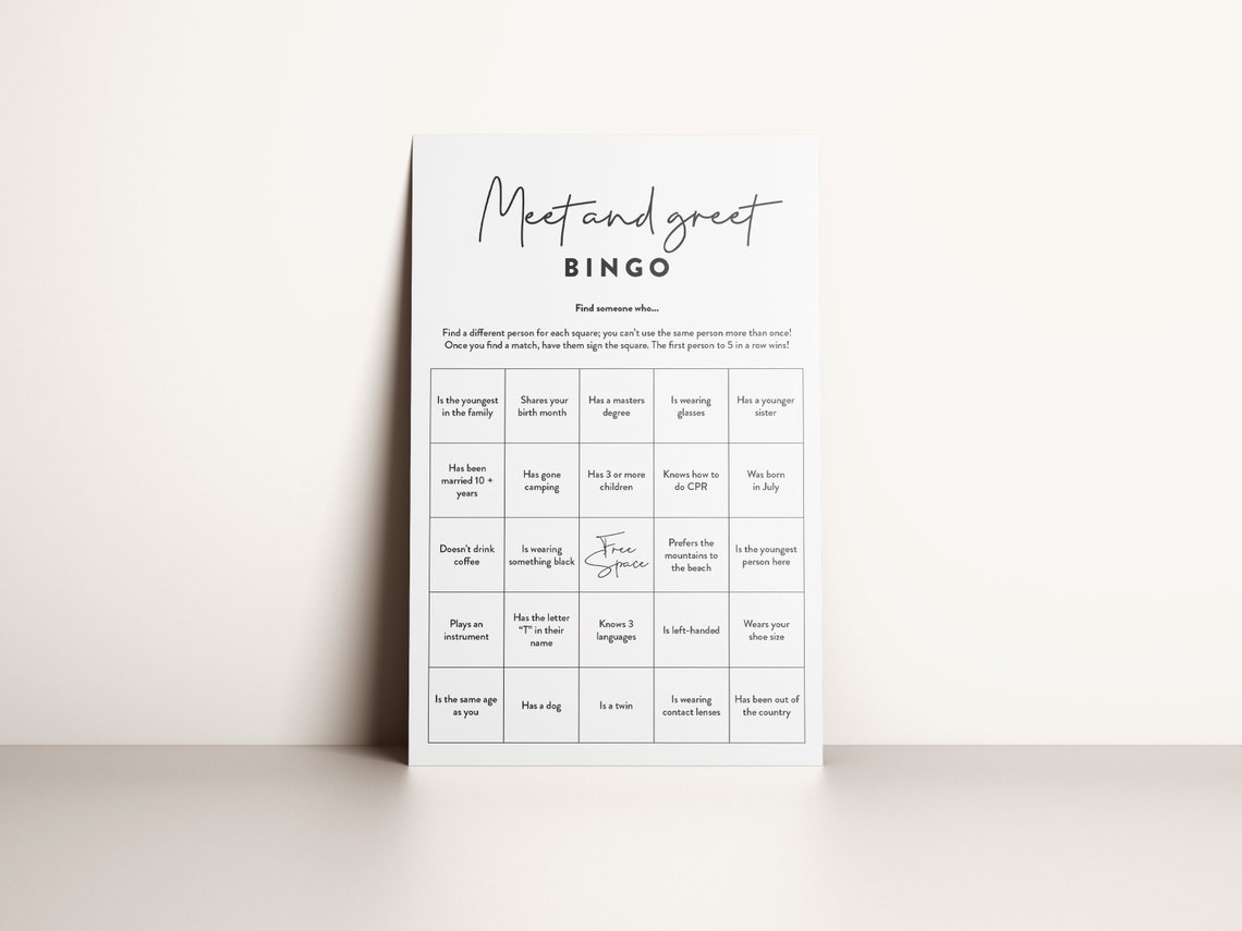 Meet and Greet Bingo - Party Icebreaker Game | Digital Download - Etsy