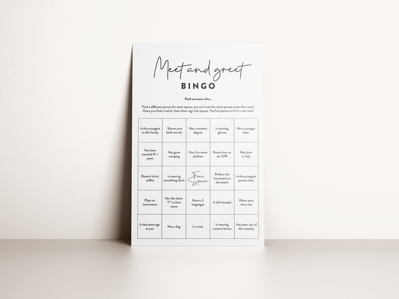 Meet and Greet Bingo - Party Icebreaker Game | Digital Download - Etsy