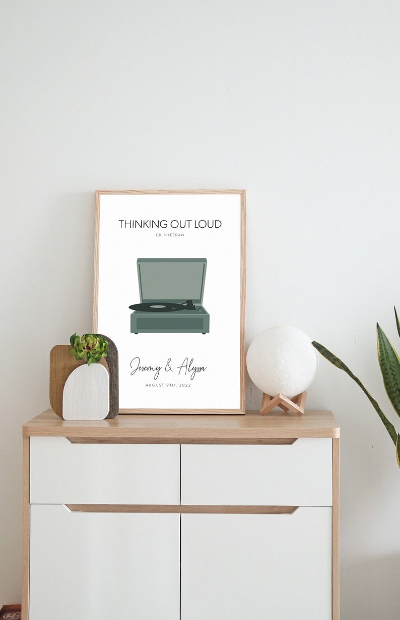 Custom Song / Artist Record Player Print Personalize With Your Name ...