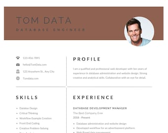 Modern Resume CV Template With Photo White Light Brown - Etsy