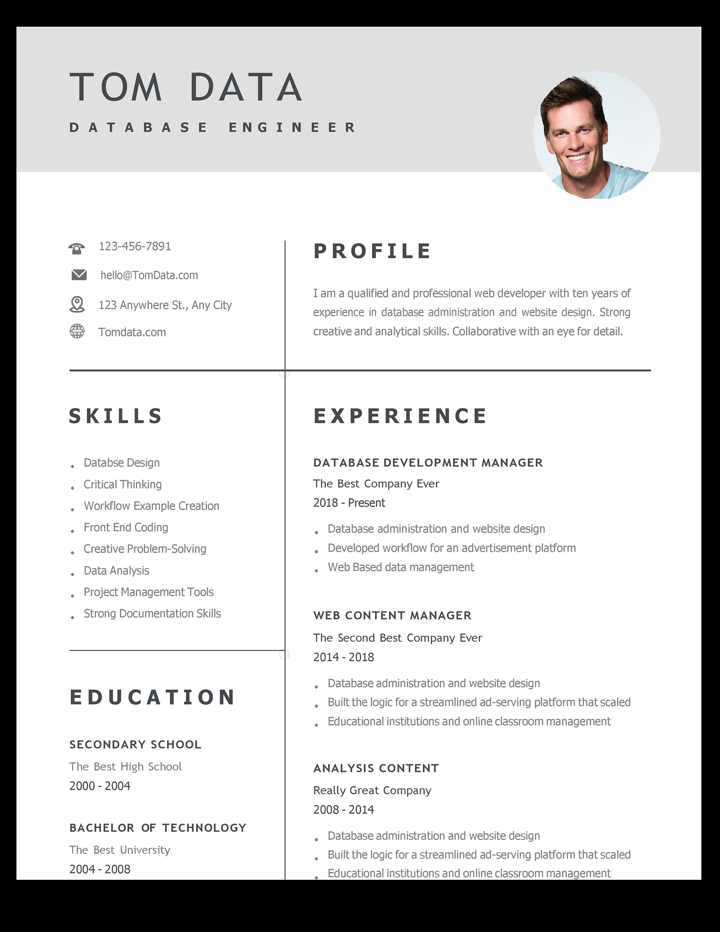 Clean Resume CV Template With Photo Gray Teal - Etsy