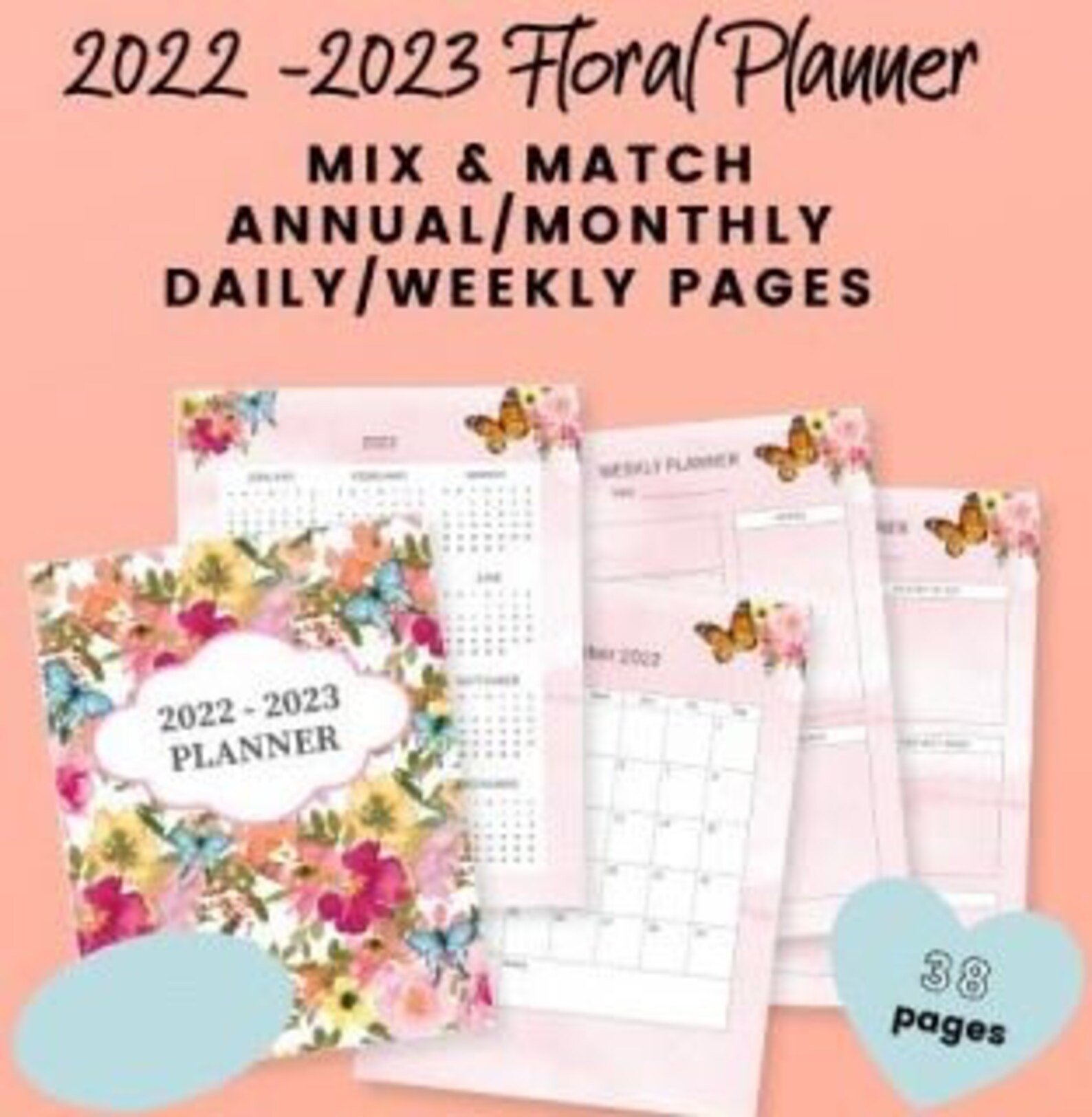 2022 - 2023 Floral Planner - Printable - US Letter - Etsy