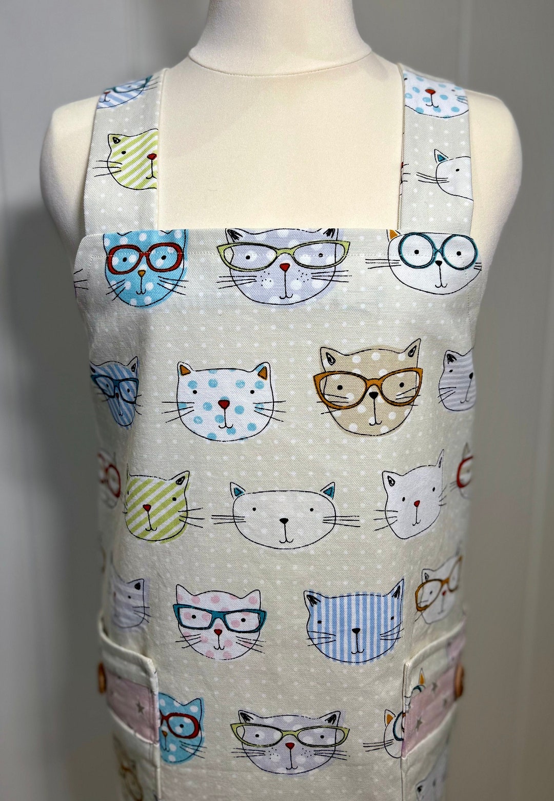 Handmade Crossover Child Size Apron Cat Print - Etsy