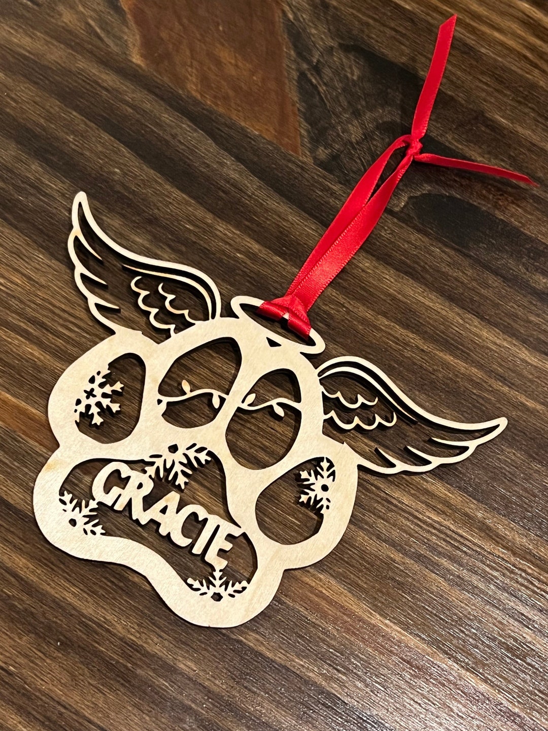 Custom Dog Paw Memorial Ornament Angel Wings Personalized - Etsy