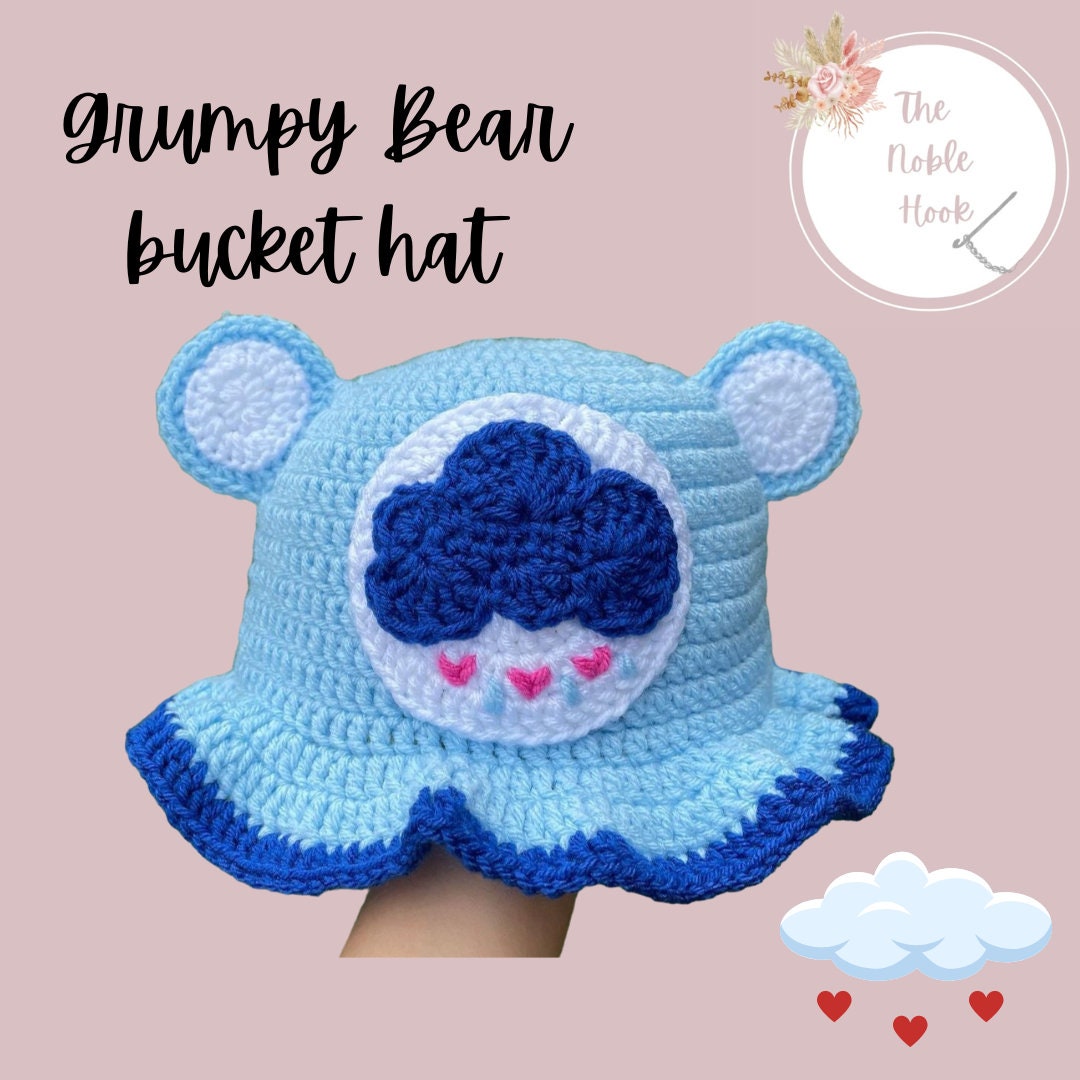 Grumpy Bear Bucket Hat, Carebear Hat, Bucket Hat, Crochet Hat, Crochet ...