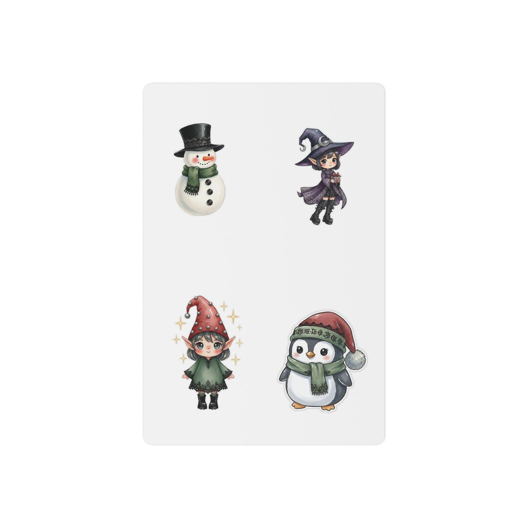 Winter Character Temporary Tattoos: Snowman, Elf, Penguin, Witch - Etsy