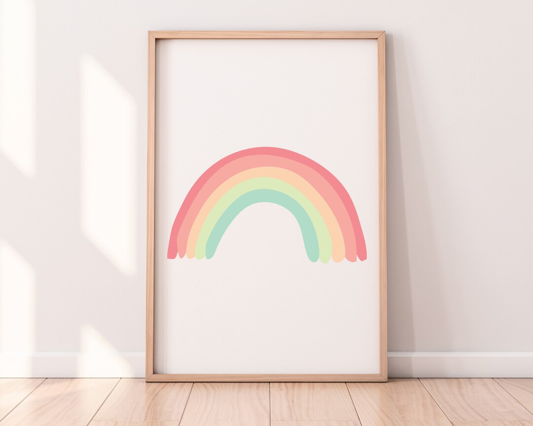 Minimal Rainbow Poster, Watercolor Rainbow, Rainbow Wall Art, Pastel ...