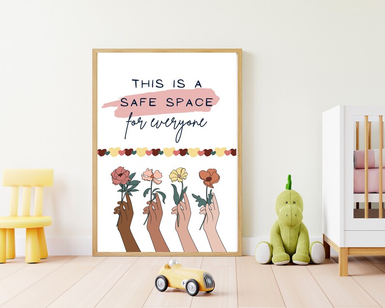 Safe Space, Educational Poster, Counselor Art, Therapy Office Decor ...