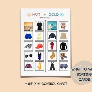 What to Wear Sorting Cards Weather Chart Weather Print - Etsy