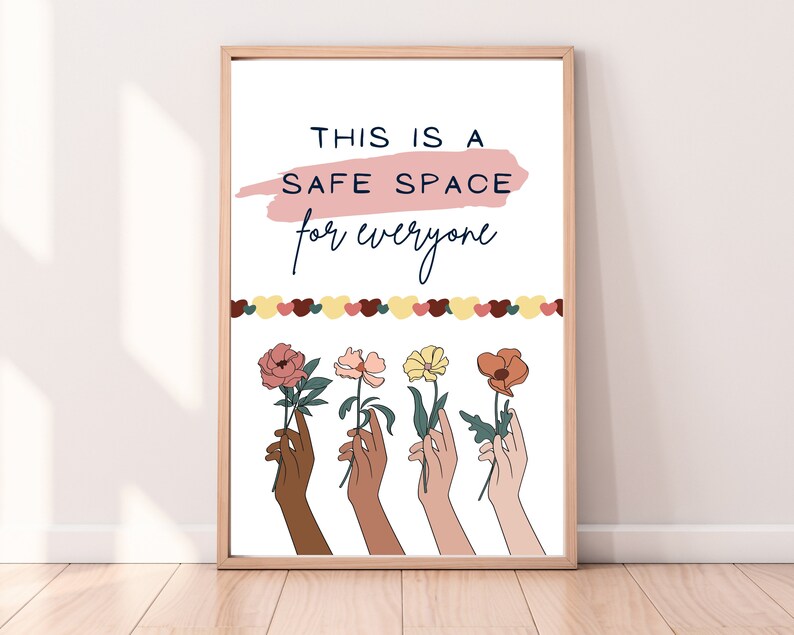 Safe Space, Educational Poster, Counselor Art, Therapy Office Decor ...