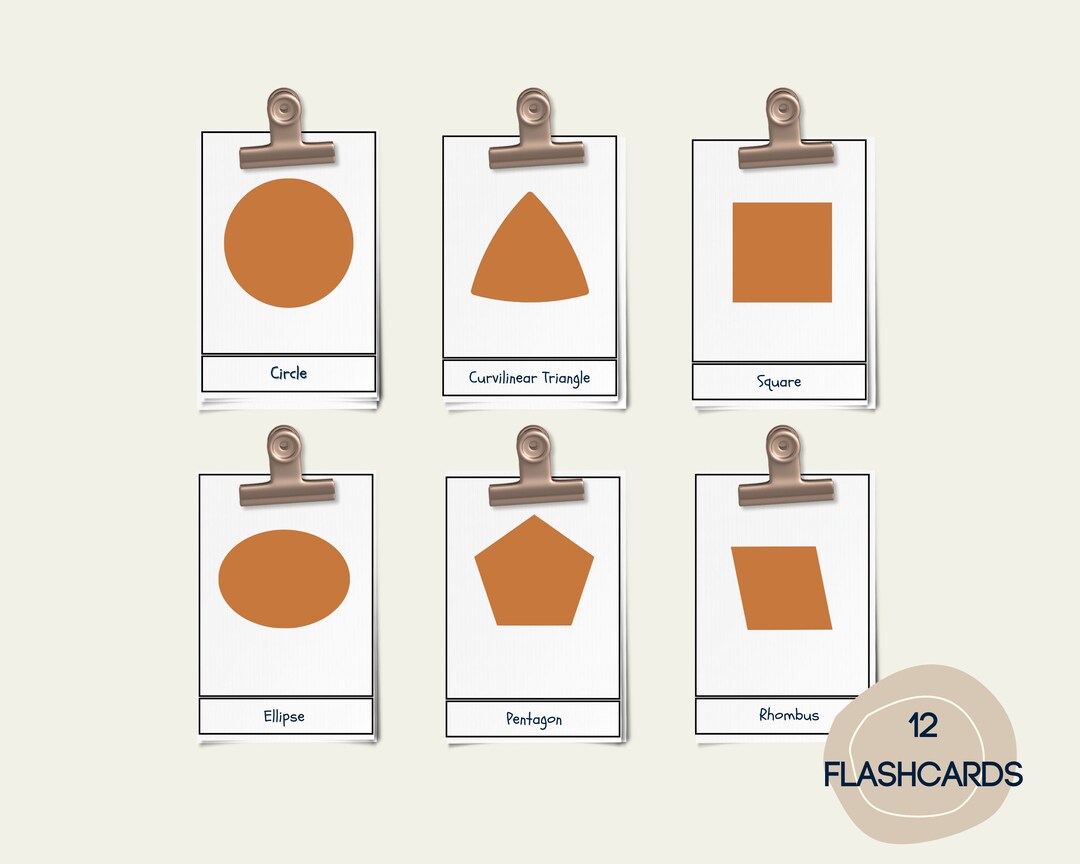 Shapes Flash Cards, Learning Shapes, Montessori Shapes, Educational ...