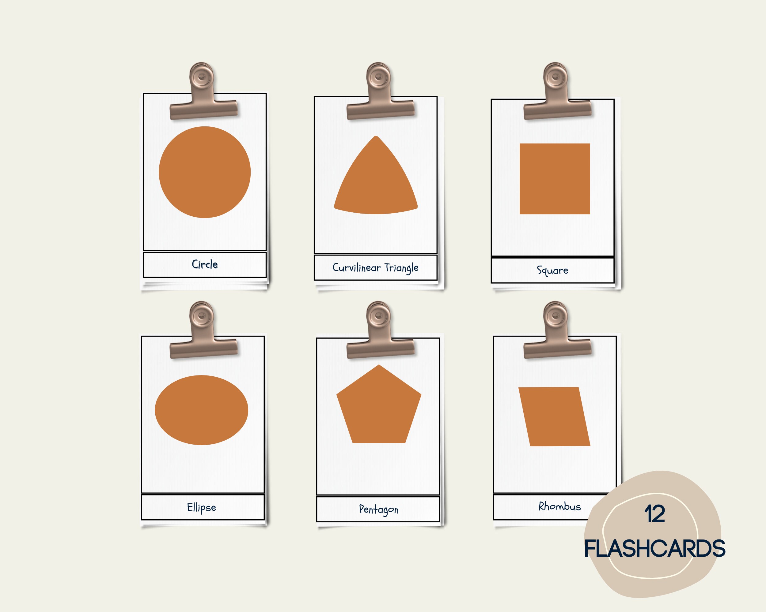 Shapes Flash Cards Learning Shapes Montessori Shapes - Etsy