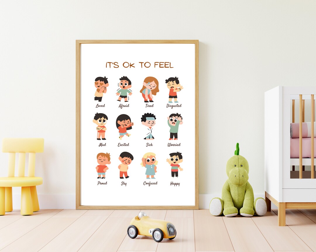 Emotions Poster, Educational Poster for Toddler, Therapy Office Decor ...
